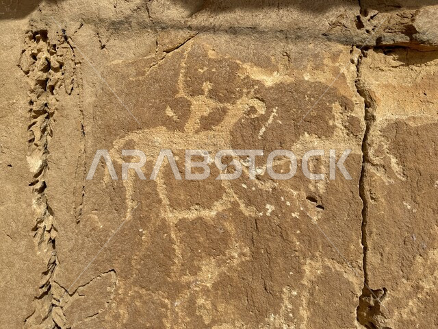 Historical inscriptions on a rock in the city of AlUla, historical ...