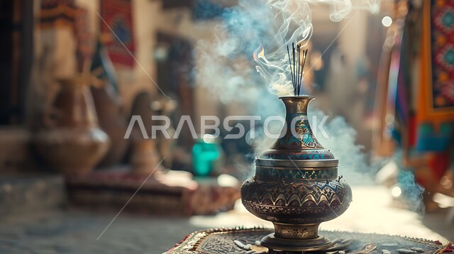 Luxurious agarwood and charcoal, a local Saudi national product, the ...