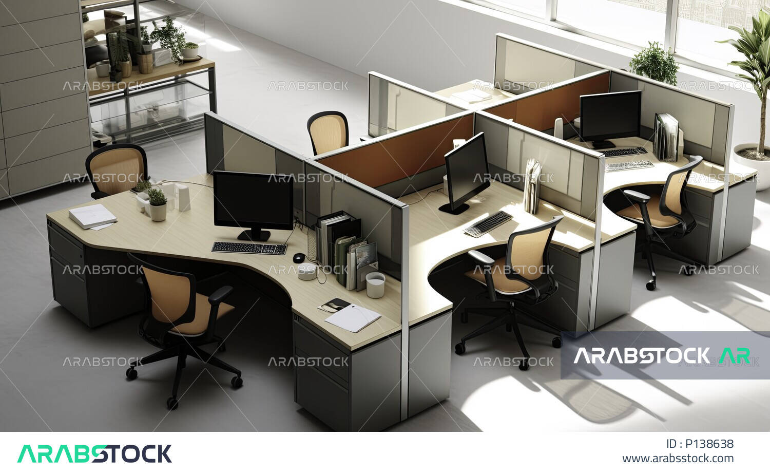 Office rooms with sophisticated interior designs and decorations ...