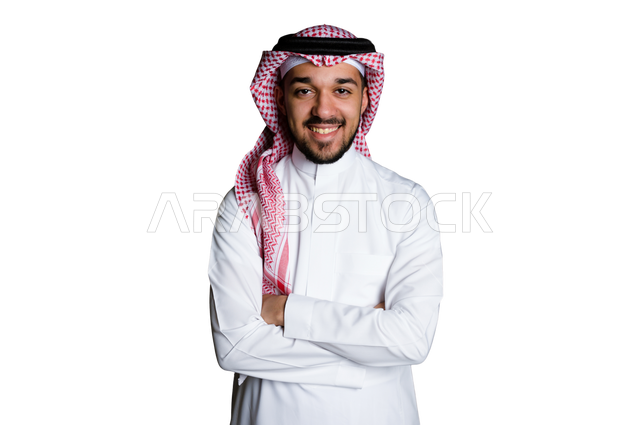 Portrait of a Saudi Arabian Gulf man, a young portrait in traditional ...