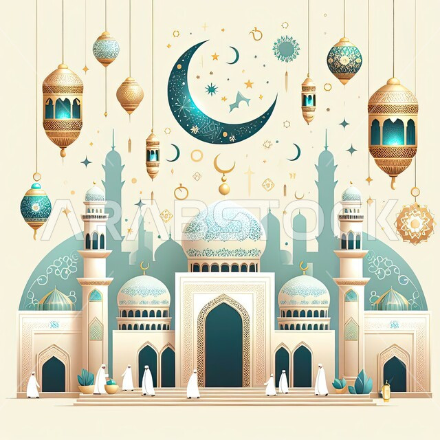 Templates of Islamic religious designs, a three-dimensional model of a ...