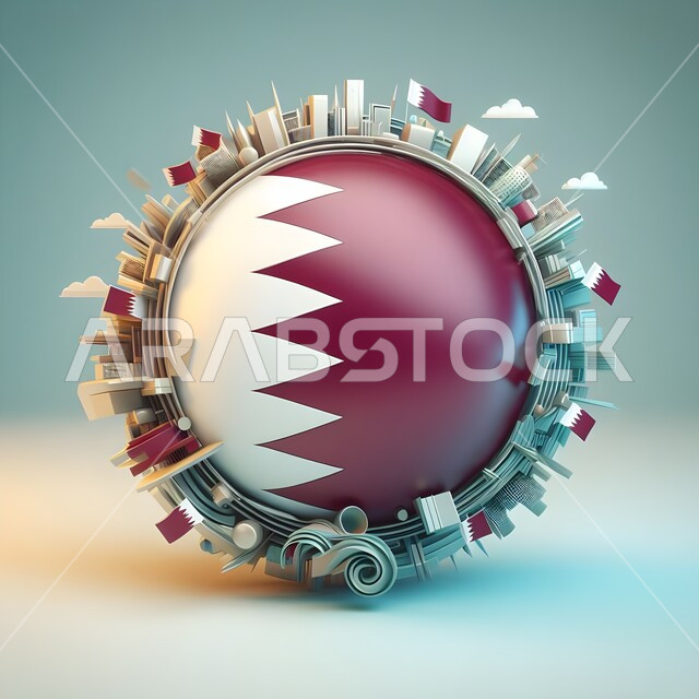 Qatari Flag Day, December 18, 3D icon of the flag of the State of Qatar ...