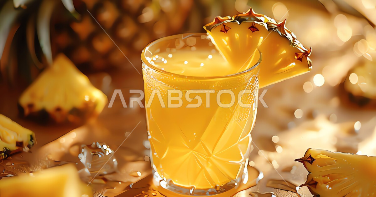 كأس من عصير فاكهة الأنانس اللذيذة، عصائر صحية ومفيدة ومغذية، مشاريب ...