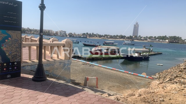 Recreational tourist places in Jeddah, ship anchorage on the shore of ...