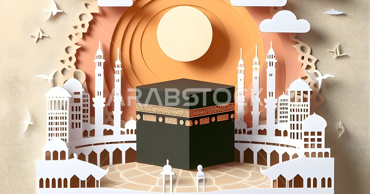 Performing Hajj and Umrah rituals, distinctive cardboard designs of the ...