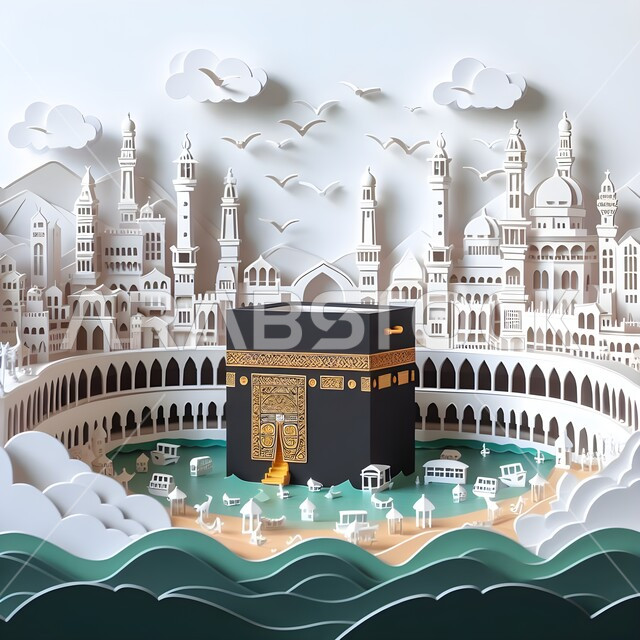 Cardboard designs and artwork for the Holy Kaaba, the Grand Mosque in ...