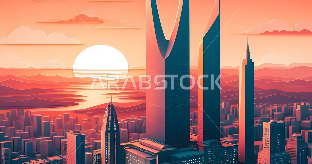 Saudi urban development and progress, cardboard artwork for towers and ...