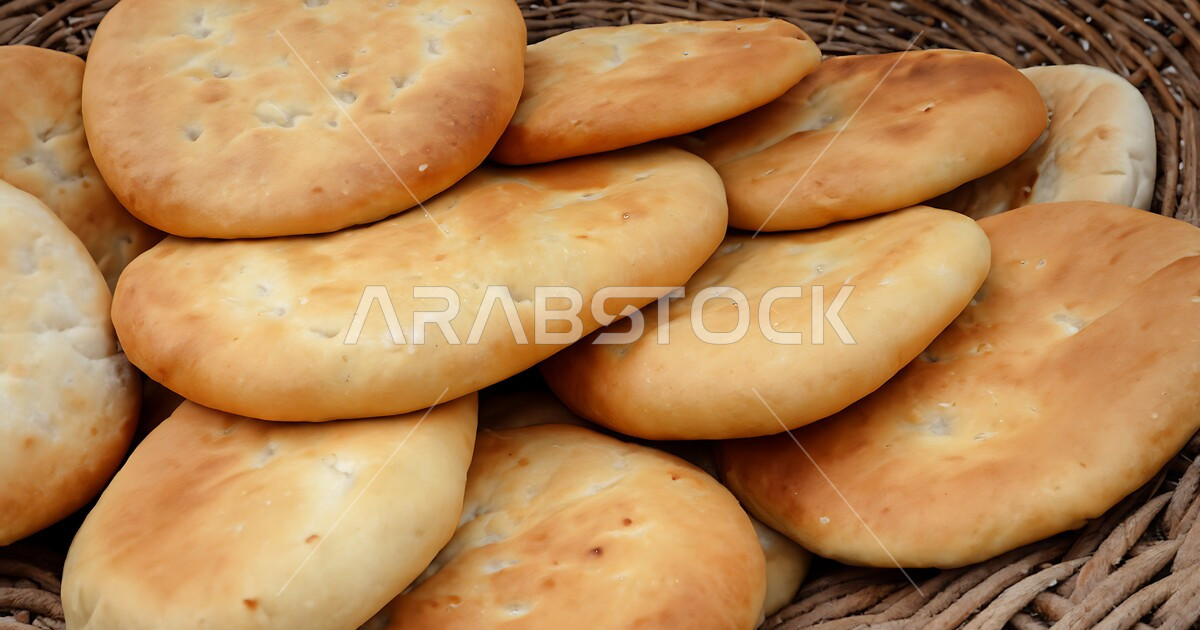 Fresh hot baked goods, local national products, loaves of traditional ...