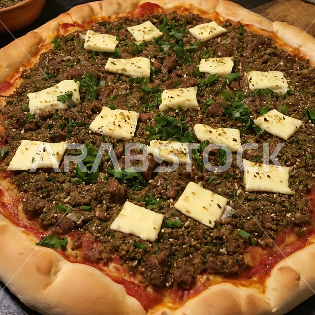 Saudi restaurants and kitchens, delicious fresh meat pie baked with ...