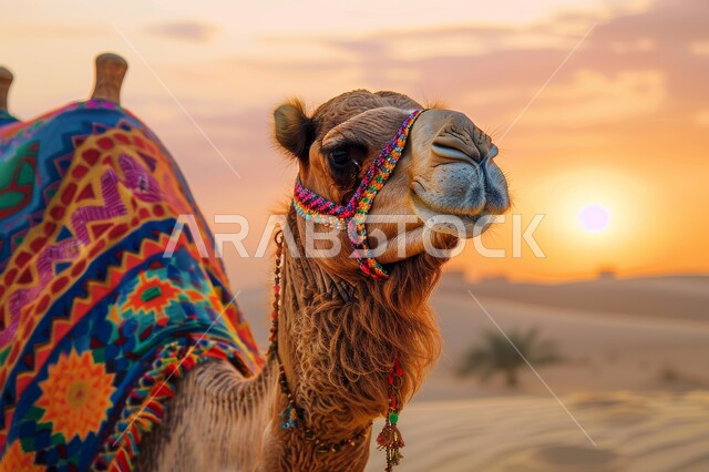Wild natural reserves for camel care, landscapes in desert areas at ...
