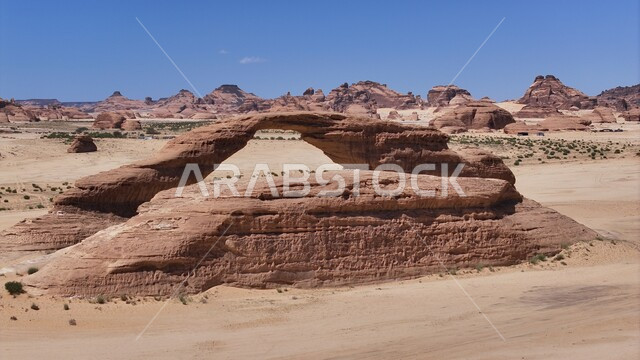 View of the blue sky, ancient historical monuments, Arch Rock in the ...
