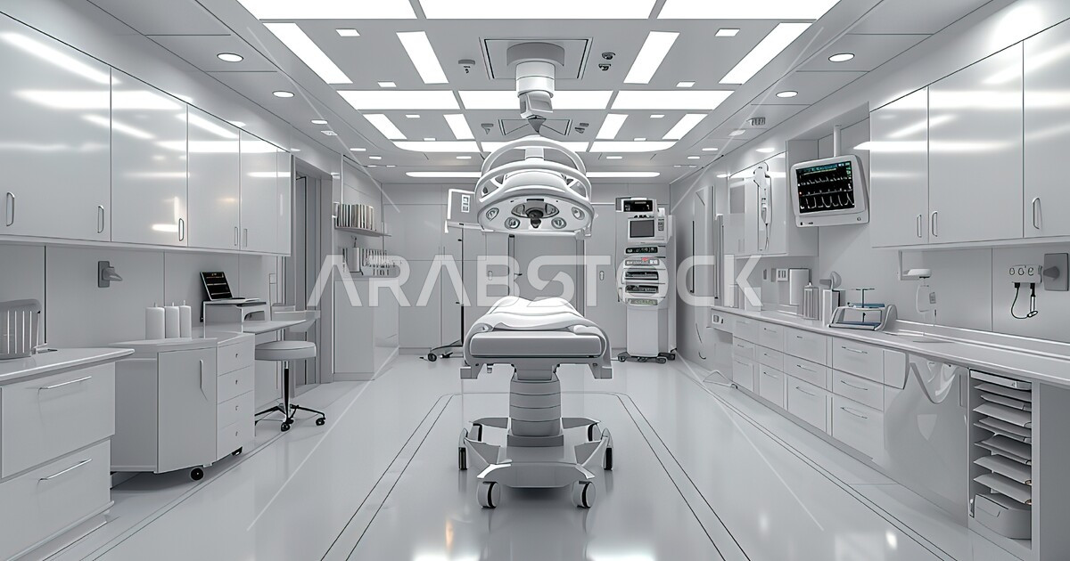 A room equipped with modern medical tools and devices, a modern medical ...