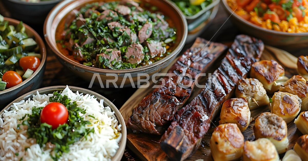 A plate of grilled kebab skewers with onions, healthy foods and foods ...