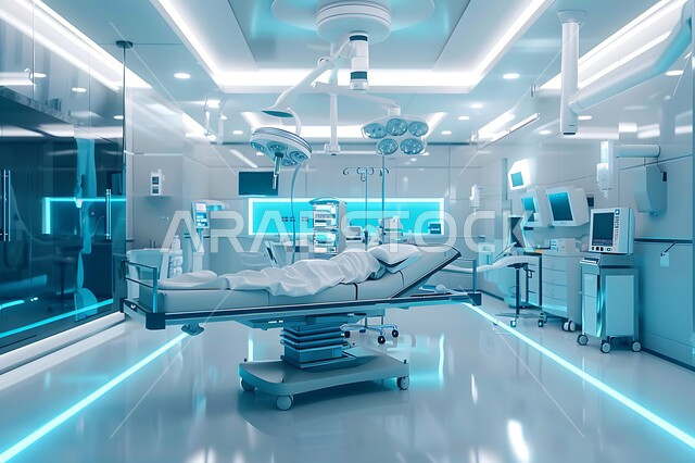 Surgical operating room, three-dimensional design of a modern medical ...