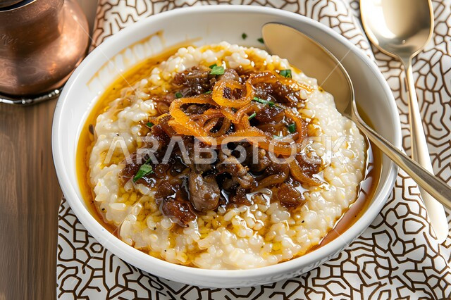 Delicious porridge made from ground wheat, popular Saudi Arabian Gulf ...