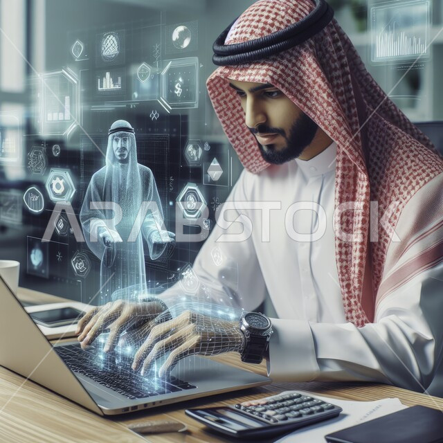 Technological growth and electronic development, holographic digital ...