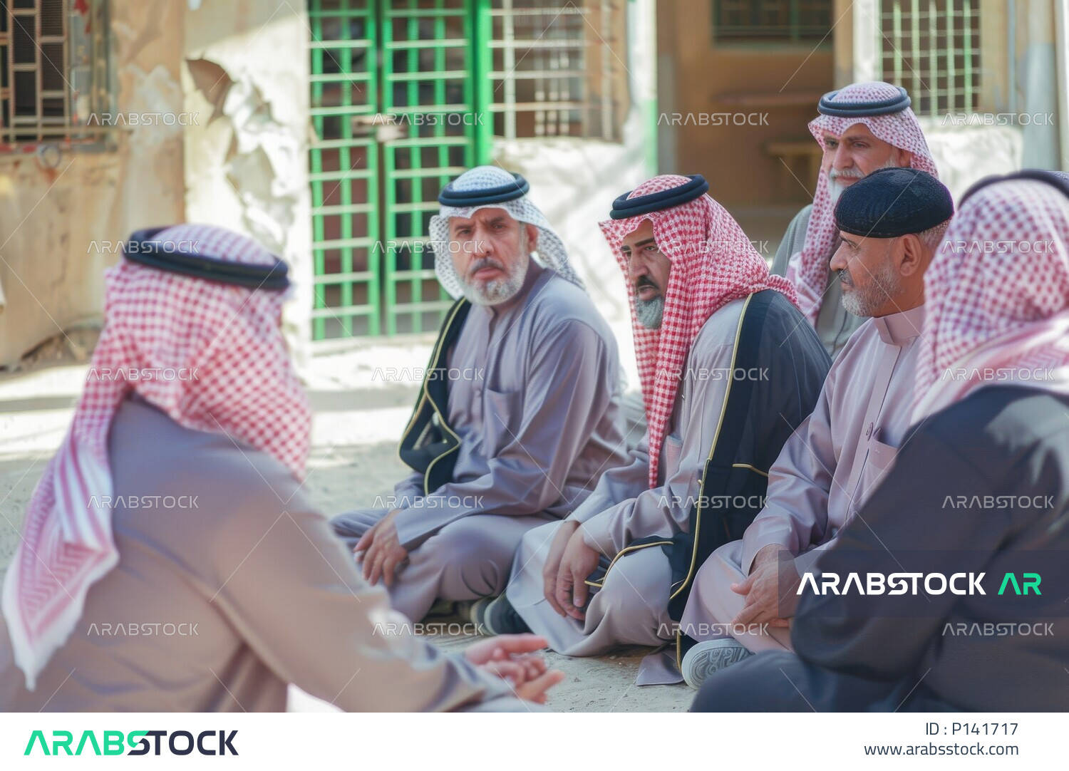 Enjoying spending time with friends, elderly Saudi Gulf Arab men ...
