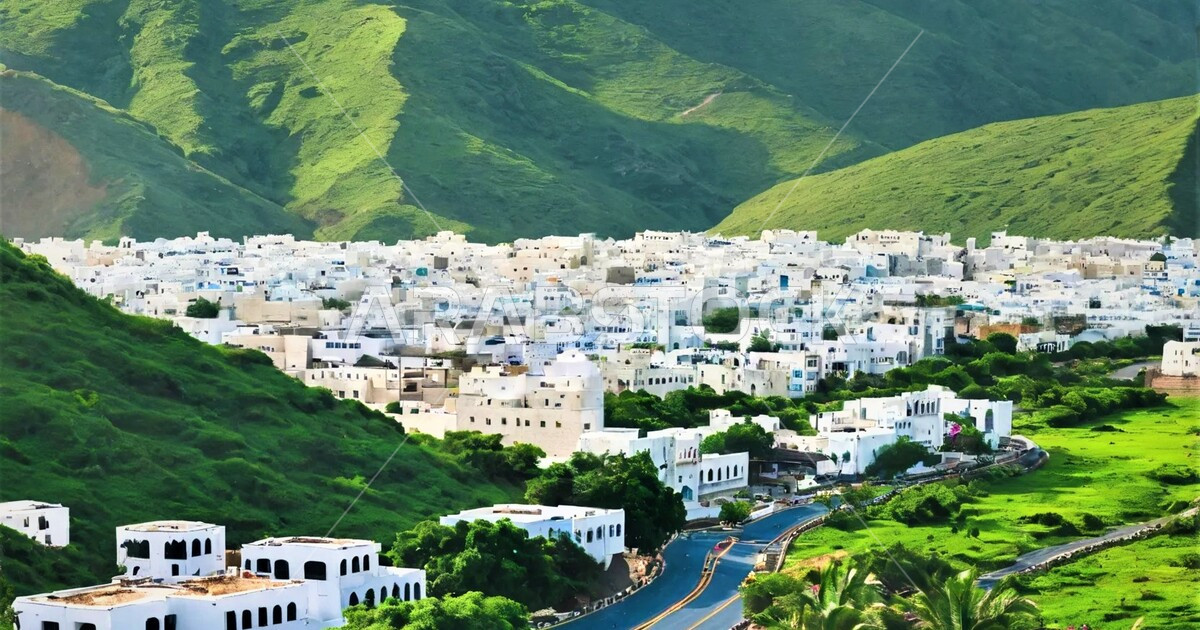النباتات الخضراء على السفوح والمنحدرات الجلبية، التجمعات السكنية في ...