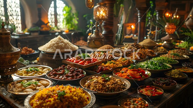 Decorations and lights of the holy month, a close-up picture of a ...