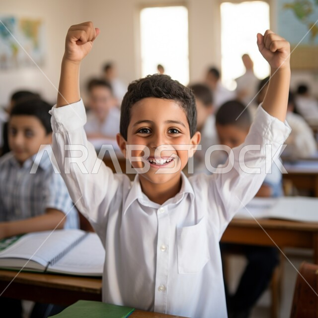 Participation and interaction within the classroom, a smiling Saudi ...