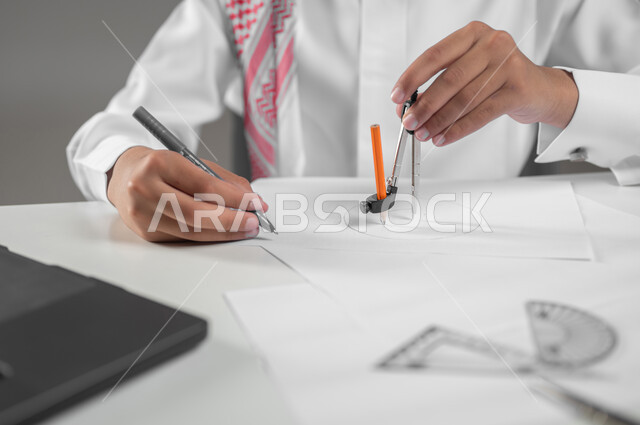Drawing an engineering design plan, using modern technical devices in ...