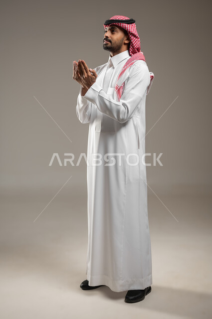Facial and hand signs indicating supplication, supplication to God ...
