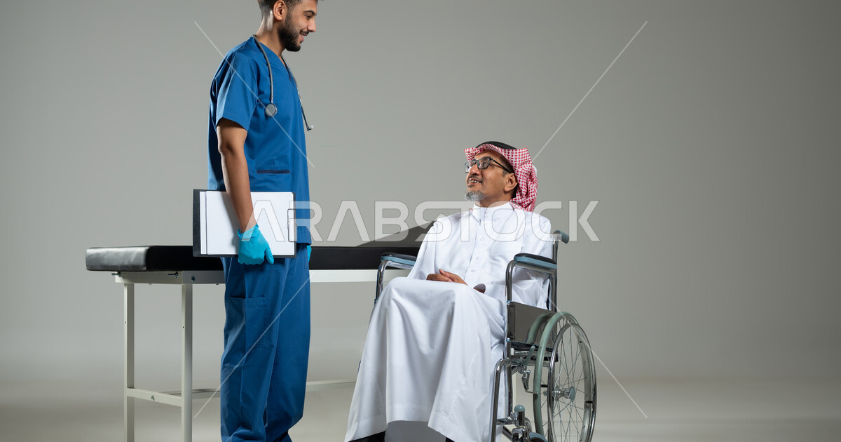 Preparing medical reports, a portrait of a Saudi Gulf Arab doctor ...