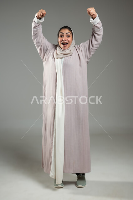 Encouragement, strength and victory, facial and hand gestures and ...