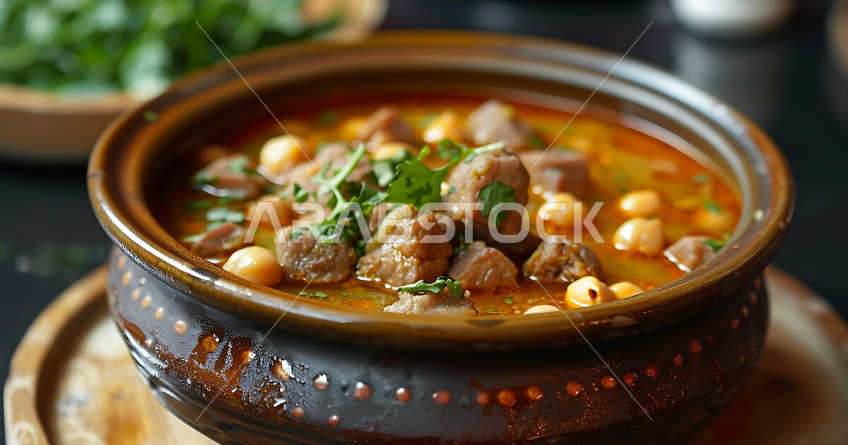 Delicious hot appetizers, Saudi mash soup with chickpeas and meat rich ...
