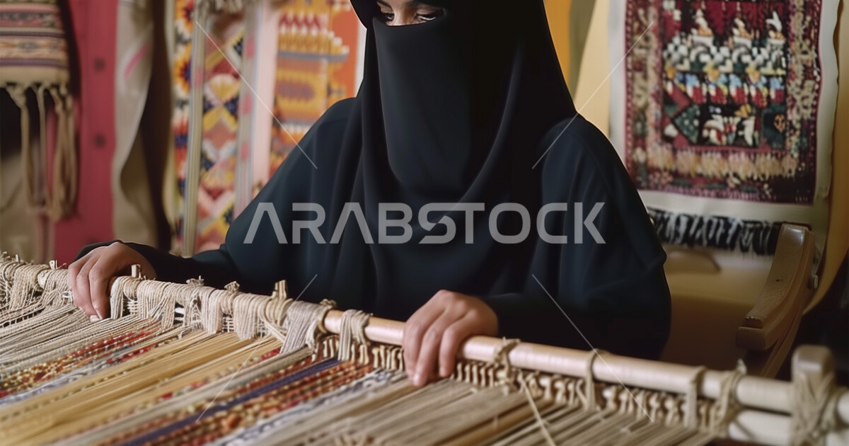 The craft of making towels and bedspreads, the use of colored threads ...