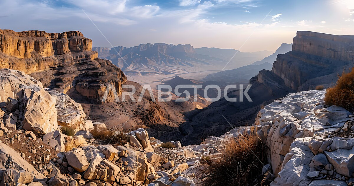 Valleys and rocky peaks in the prairies, ancient historical monuments ...