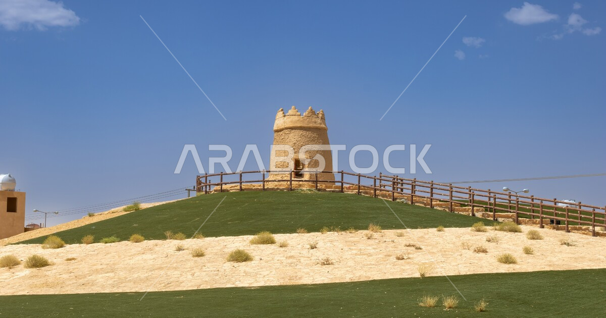 Towers built in the ancient archaeological stone style, the watchtower ...