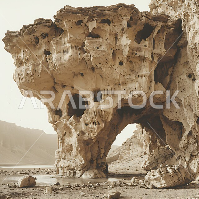 Rock formations formed by weather factors, a natural sandstone rock ...