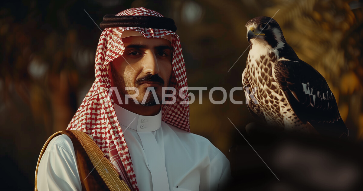 The concept of loving and caring for predatory birds, a close-up photo ...