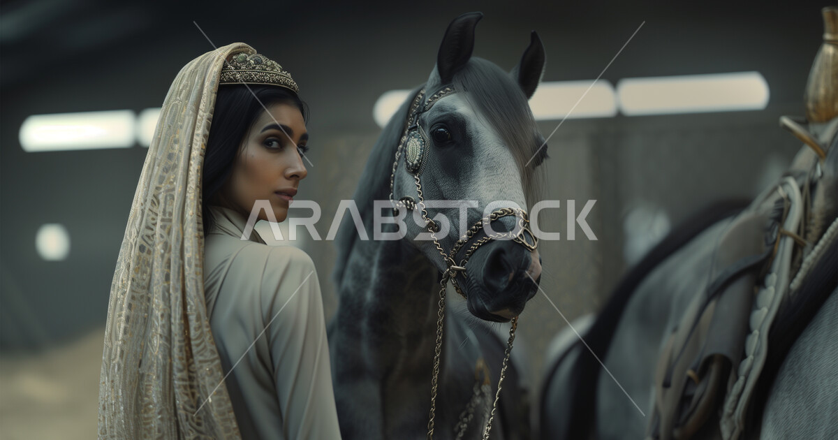 قوة وأصالة الجياد العربية، مفهوم الفروسية وهواية ركوب الخيل، صورة مقربة ...