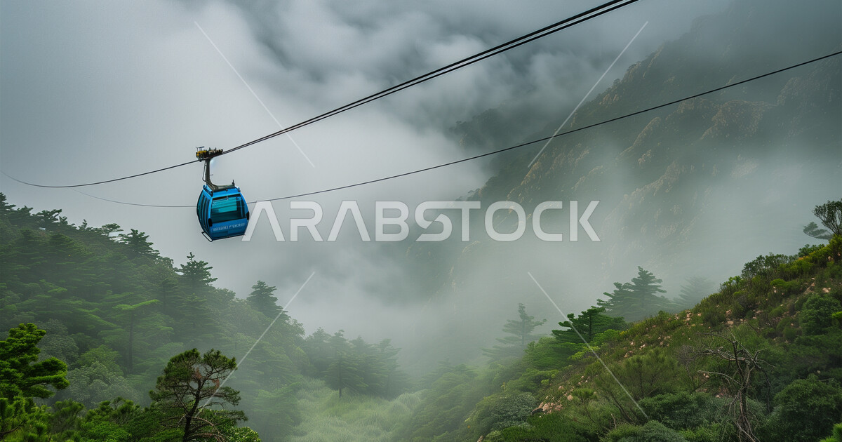 Cable car in the middle of nature, tourist landscapes, entertainment ...
