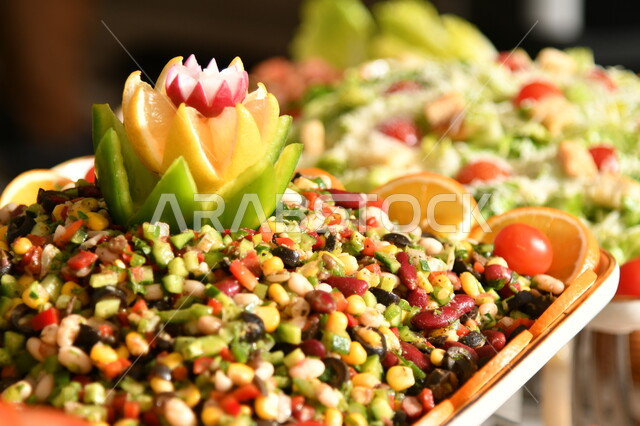 Delicious oriental food, delicious Arabic appetizers, a close-up photo ...