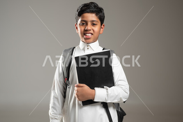 Expressions of joy and readiness to go to school, a close-up picture of ...