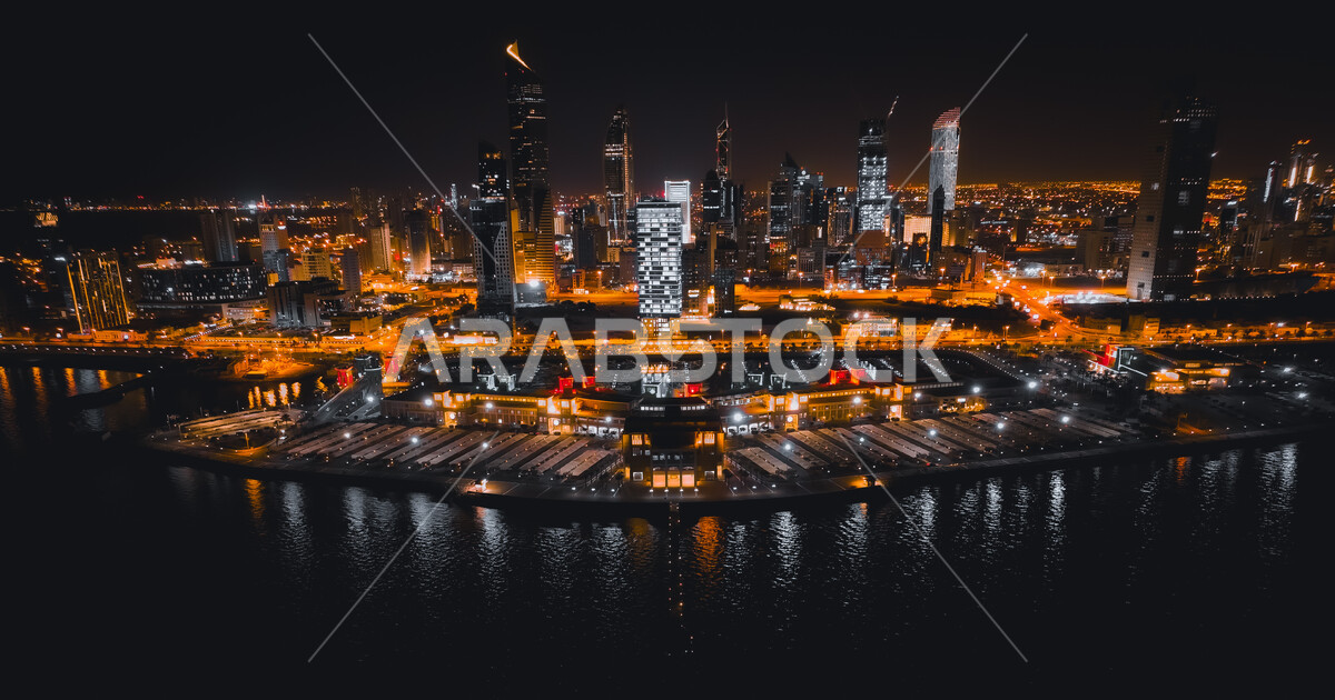 Architectural engineering art of towers and skyscrapers, waterfront of ...