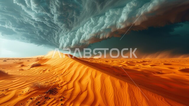 Desert areas in Saudi Arabia, dry and harsh desert climate, overcast ...
