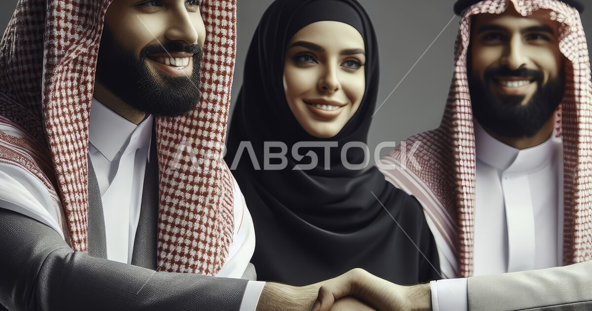 A group of Saudi Gulf Arab employees in a meeting inside the company’s ...