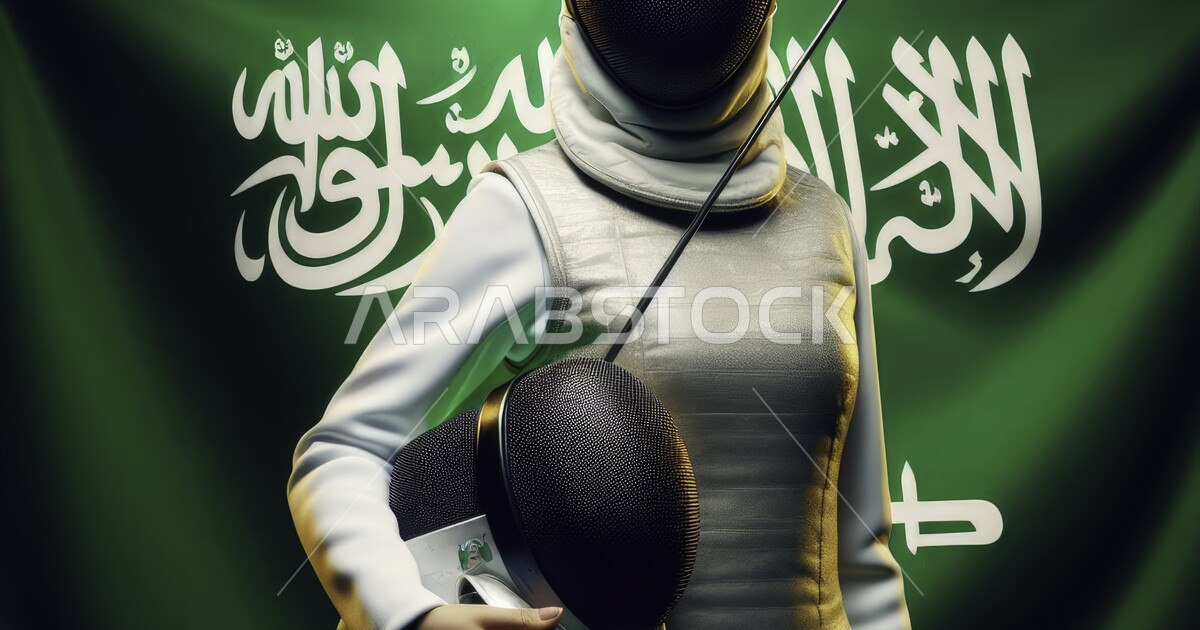 Arts of swordplay among the Arabs, a Saudi Gulf Arab woman wearing a ...