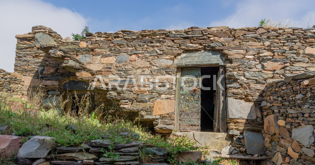 Stone houses and buildings in heritage villages, ancient architectural ...