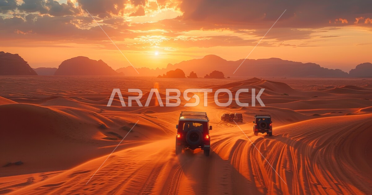 Safari adventures on sand dunes, driving cars in the middle of the ...