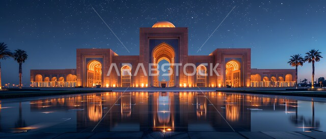 Sacred Islamic places and landmarks, a view of the starry sky, a ...
