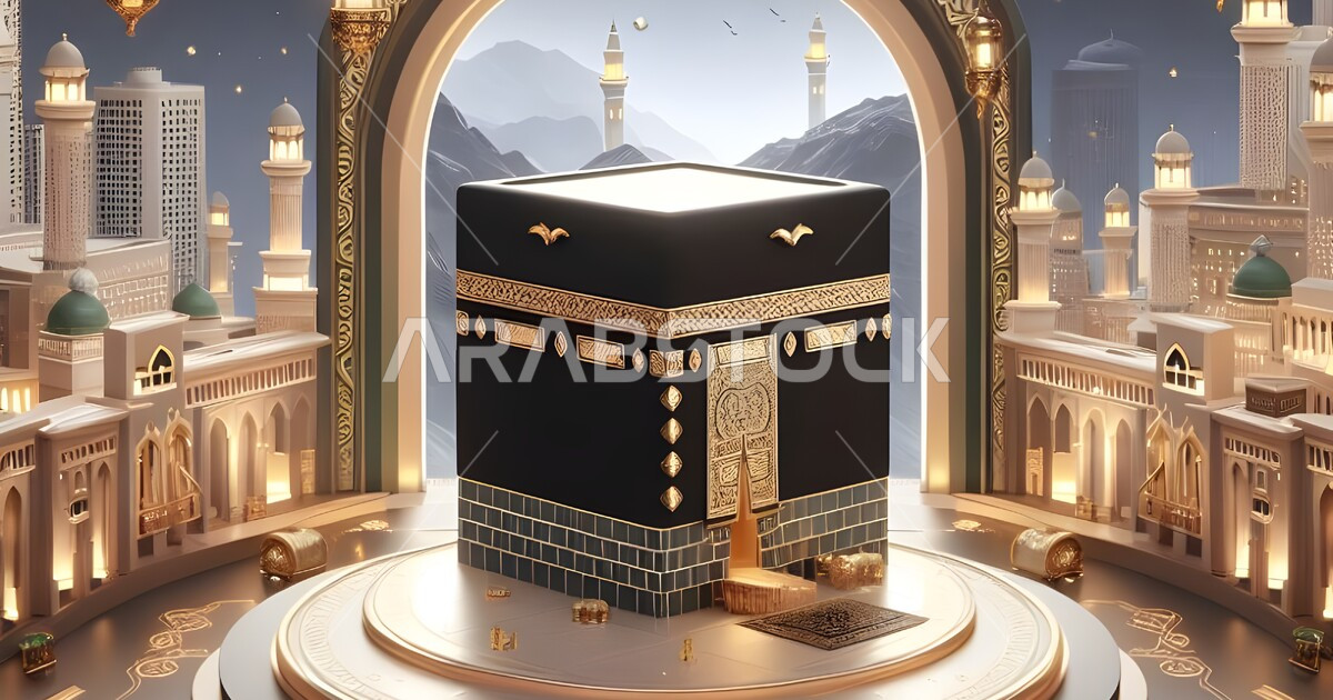 The qibla of Islam and Muslims, honorable religious purposes, sacred ...