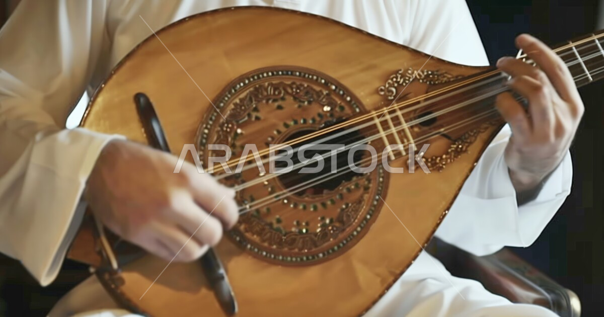 Artistic musical talents, a close-up picture of the hands of a Saudi ...