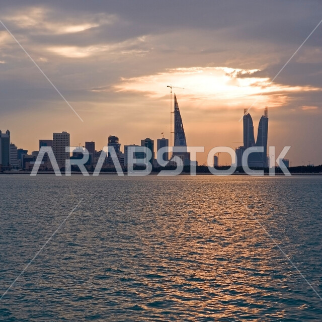 Tranquil seascapes, luminous towers, buildings and skyscrapers ...