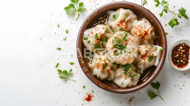 Pieces of mantou dimsum pies stuffed with meat, traditional dishes ...