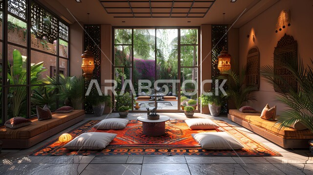 Interior designs for living rooms in the Arab-Islamic style, a living ...